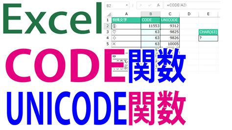 Excel（エクセル）で文字コードを確認するcode関数／unicode関数 Tschoolbank 作～るバンク