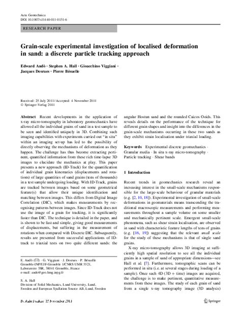 Pdf Grain Scale Experimental Investigation Of Localised Deformation In Sand A Discrete