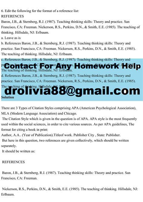 Edit The Following For The Format Of A Reference ListREFERENCE Pdf
