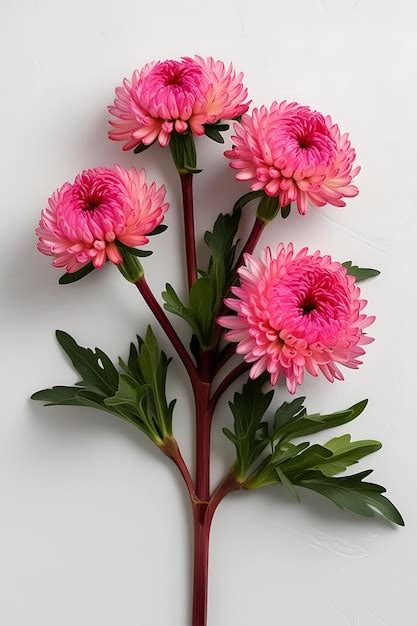Chrysanthemum Flower With A Stem Isolated On A White Background