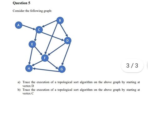 Solved Question 5 Consider The Following Graph A D E 33 H