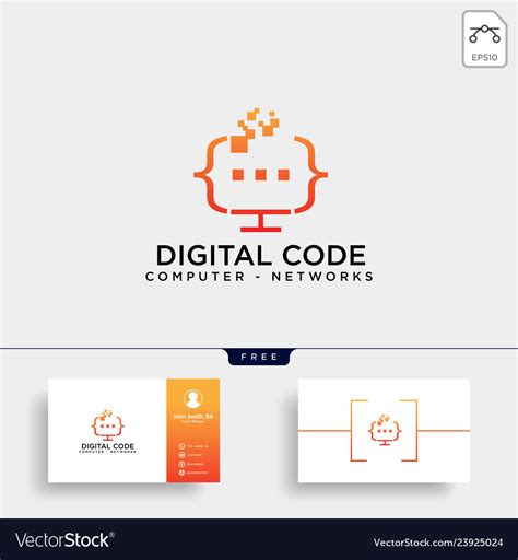 Code Programming Monitor Simple Logo Template Vector Image