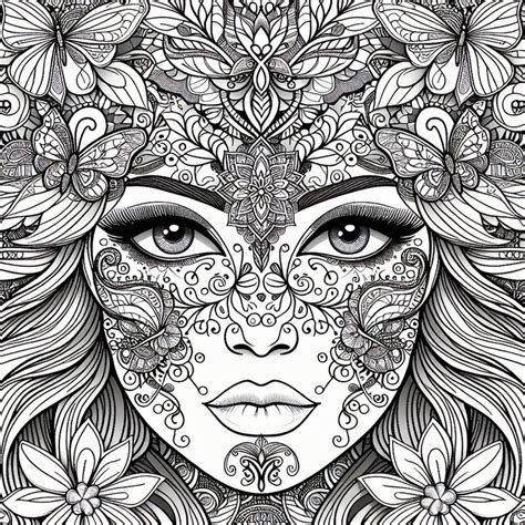 Portraits Of Beauty Women Faces Adult Coloring Book Adult Coloring