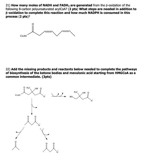 Solved How Many Moles Of NADH And FADH Are Generated Chegg Com