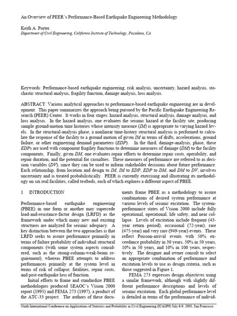 An Overview Of Peers Performance Based Earthquake Engineering