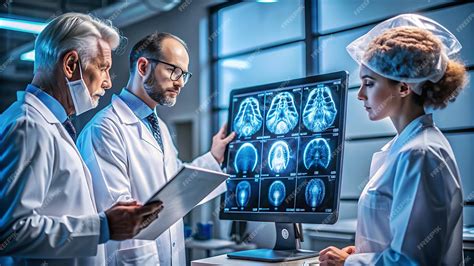 Caucasian Female Neuroscientist Using Desktop Computer To Analyze Mri