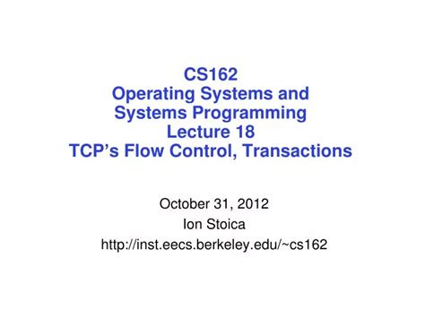 Ppt Cs162 Operating Systems And Systems Programming Lecture 18 Tcp