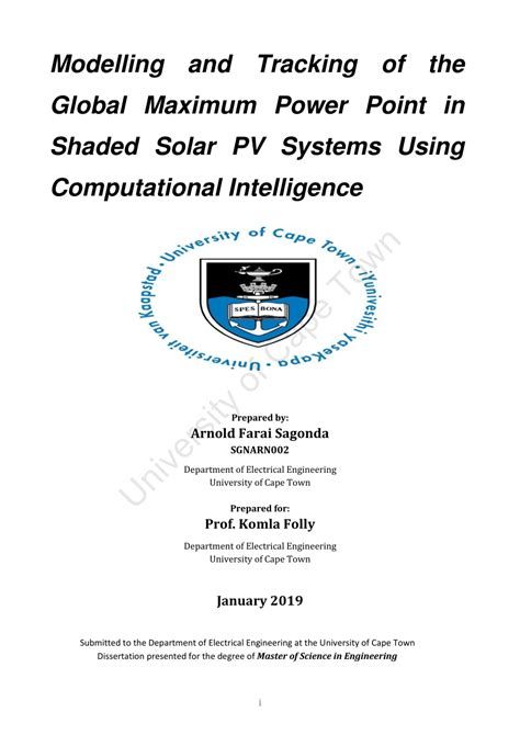 PDF Modelling And Tracking Of The Global Maximum Power Point In Shaded Solar PV Systems Using