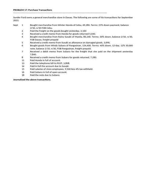 Problem 17 Purchase Transactions Pdf