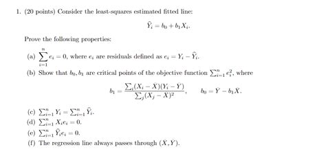 Solved 1 20 Points Consider The Least Squares Estimated