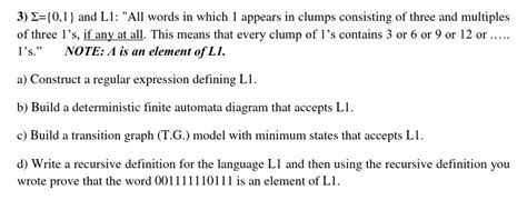 Solved 3 Σ {0 1} And L1 All Words In Which 1 Appears In