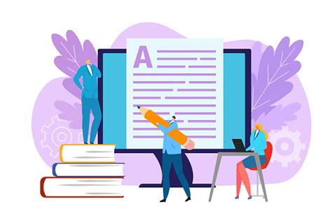 콘텐츠 크리에이터 컨셉 벡터 일러스트레이션 인터넷에서 양질의 콘텐츠를 만들고 블로그에 대한 기사를 작성합니다 사회적 커뮤니케이션