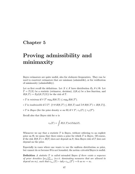 Statistics 3 Notes Chapter 5 Proving Admissibility And Minimaxity