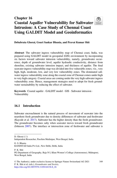 pdf coastal aquifer vulnerability for saltwater intrusion a case