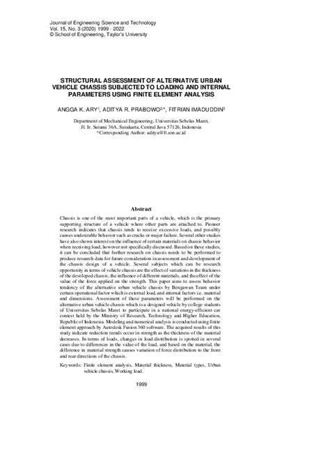 Pdf Structural Assessment Of Alternative Urban Vehicle Chassis