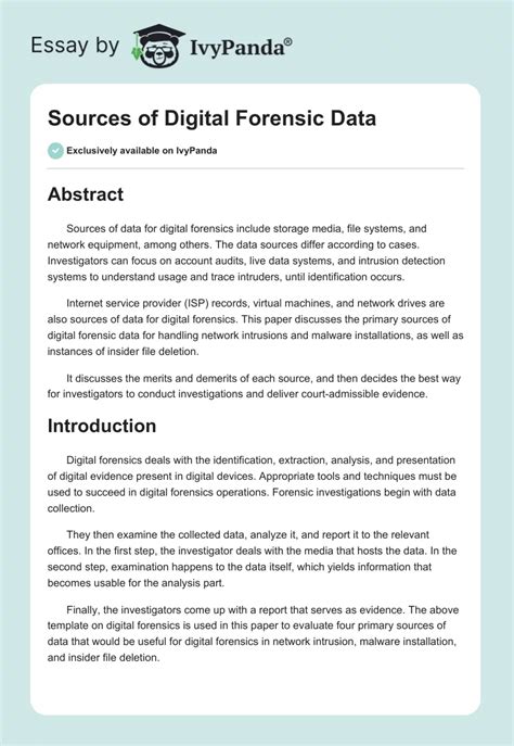 Sources Of Digital Forensic Data 2834 Words Research Paper Example