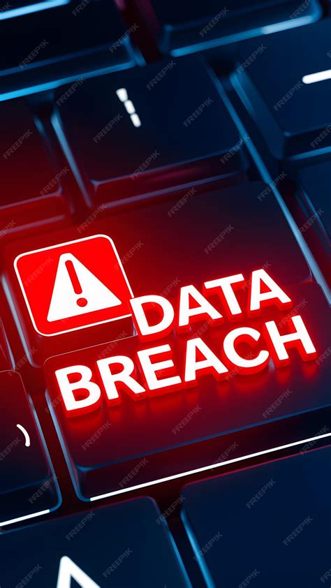 Premium Photo Digital Keyboard With Red Data Breach Warning