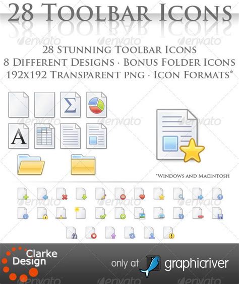 28 Toolbar Document Icons With Bonus Folder Icons
