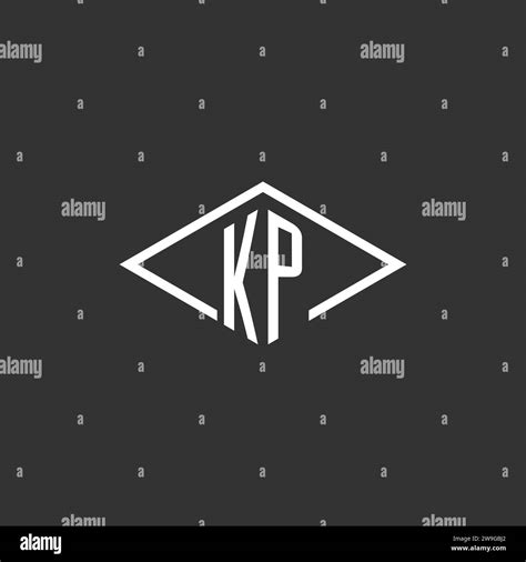 Initials Kp Logo Monogram With Simple Diamond Line Style Design Vector Graphic Stock Vector