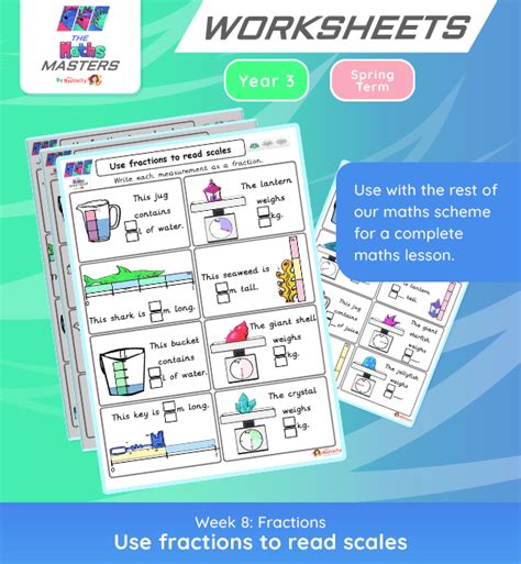 Year 3 Use Fractions To Read Scales Worksheets Year 3 Fractions Worksheets
