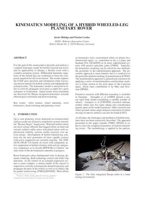 Pdf Kinematics Modeling Of A Hybrid Wheeled Leg Planetary Rover · Posite Equation For The