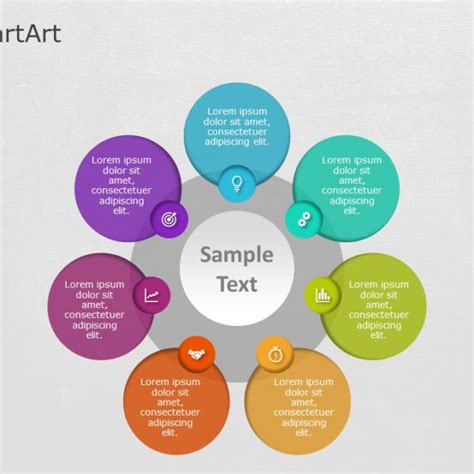 Smartart Cycle Overlapping 5 Steps