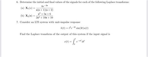 solved 6 determine the initial and final values of the