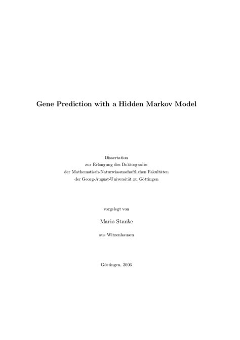 Pdf Gene Prediction With A Hidden Markov Model