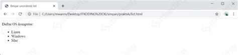 Cara Membuat List Pada HTML Fungsi Tag Ol Ul Li