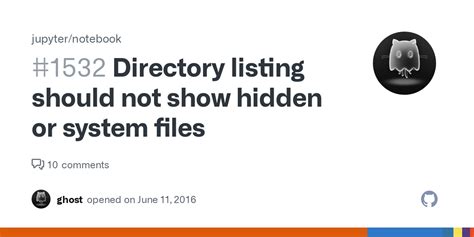 Directory Listing Should Not Show Hidden Or System Files · Issue 1532 · Jupyternotebook · Github