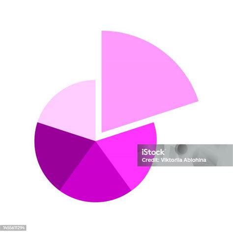 Donut Chart Divided In 5 Monochrome Magenta Sections Round Diagram With One Separated Fragment