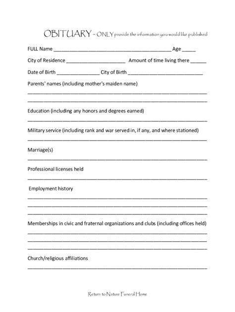 Fillable Online How To Write An ObituaryWriting ObituariesSample Obituary Etiquette