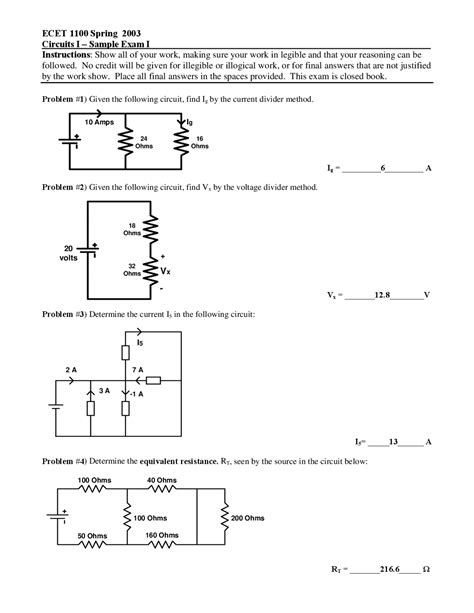 11 Solved Problems To Determine The Current Circuit Exam 1 Ecet