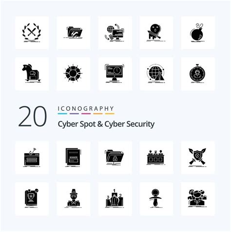 20 Cyber Spot And Cyber Security Solid Glyph Icon Pack Like Expert