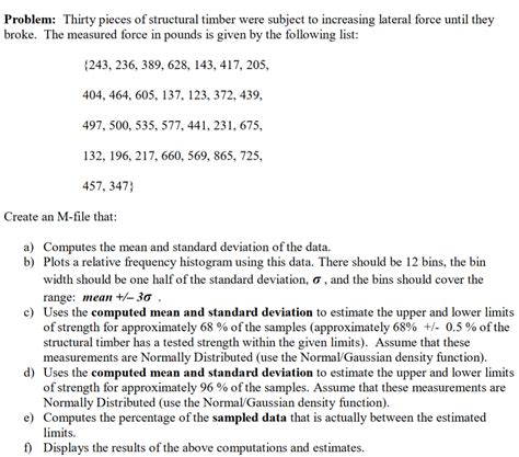 Solved Using Matlab A ﻿computes The Mean And Standard