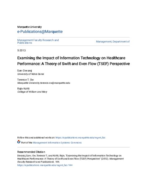 pdf examining the impact of information technology on healthcare