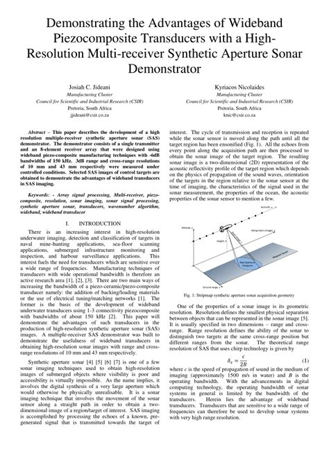 Pdf Demonstrating The Advantages Of Wideband Piezocomposite Transducers With A High Resolution
