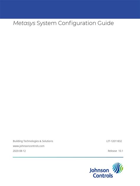 metasys system configuration guide building technologies and solutions
