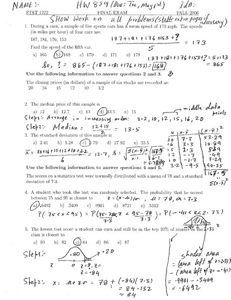 final exam solved introduction to statistics fall 2006 stat 1222