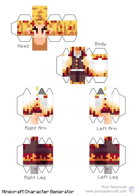 Kyōjurō Rengoku Papercraft Kimetsu No Yaiba Minecraft Para Armar