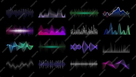 Premium Vector Audio Frequency Sound Waveform Hud Interface Templates Soundwave Spectrum And