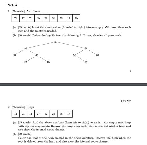 Solved Part A 1 25 Marks Avl Trees 25 12 20 15 70 30 26