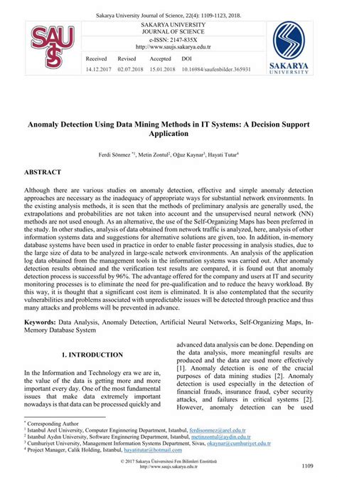 Pdf Anomaly Detection Using Data Mining Methods In Anomaly