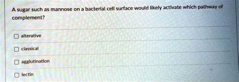 Solved A Sugar Such As Mannose On A Bacterial Cell Surface Would Likely Activate Which Pathway