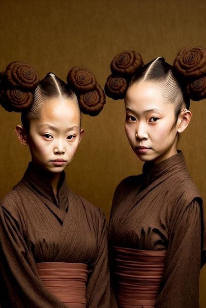 Premium Ai Image Generative Ai Portrait Two Futuristic Twins Posing