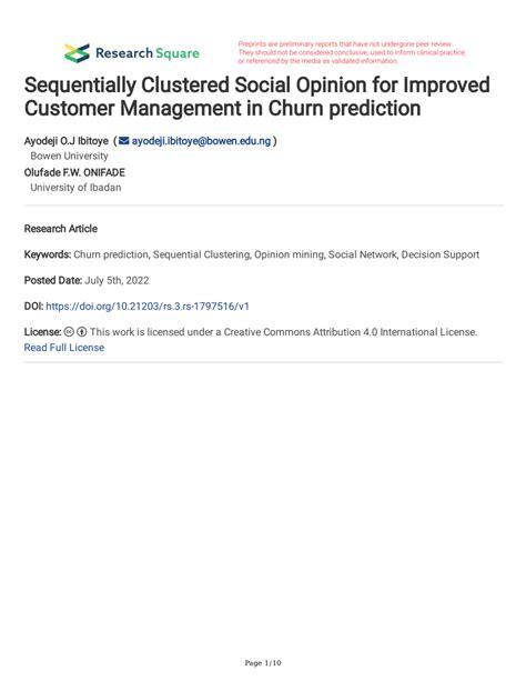Pdf Sequentially Clustered Social Opinion For Improved Customer