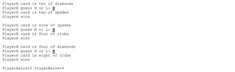 Solved Question 2 Hilo Card Game 8 Points Use The Card