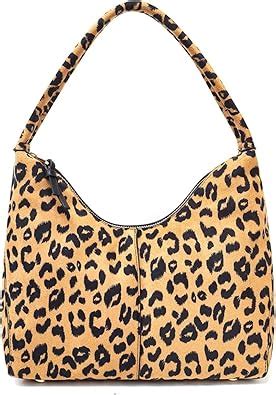 Brown Leopard Print Purses For Women Genuine Suede Leather Leopard