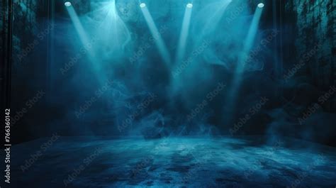 Eerie Stage With Spotlight And Smoke A Spooky Stage With Harsh Spotlights Cutting Through