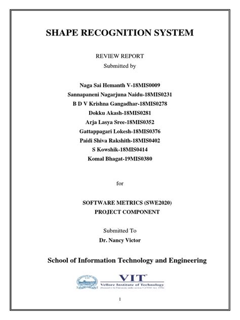 Shape Recognition System School Of Information Technology And Engineering Pdf Software